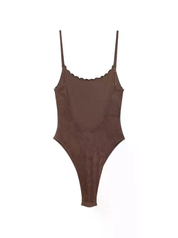 Frankies Bikinis Juliet Scalloped Embroidered Swimsuit