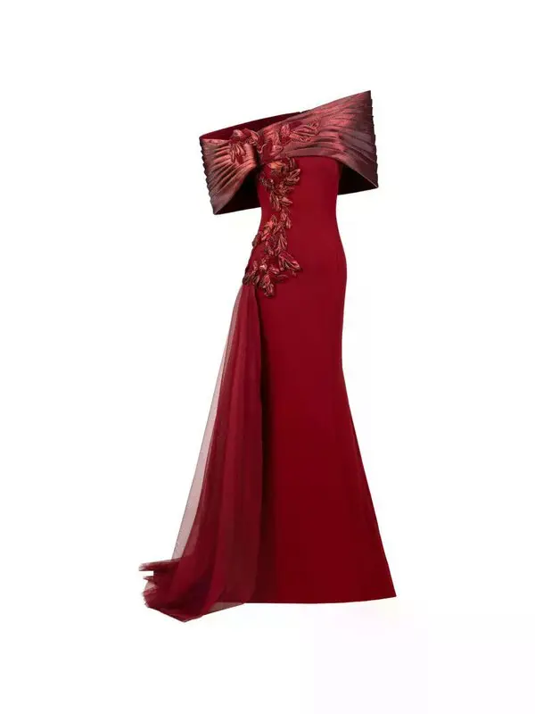 GABY CHARBACHY Floral Off-the-shoulder Gown