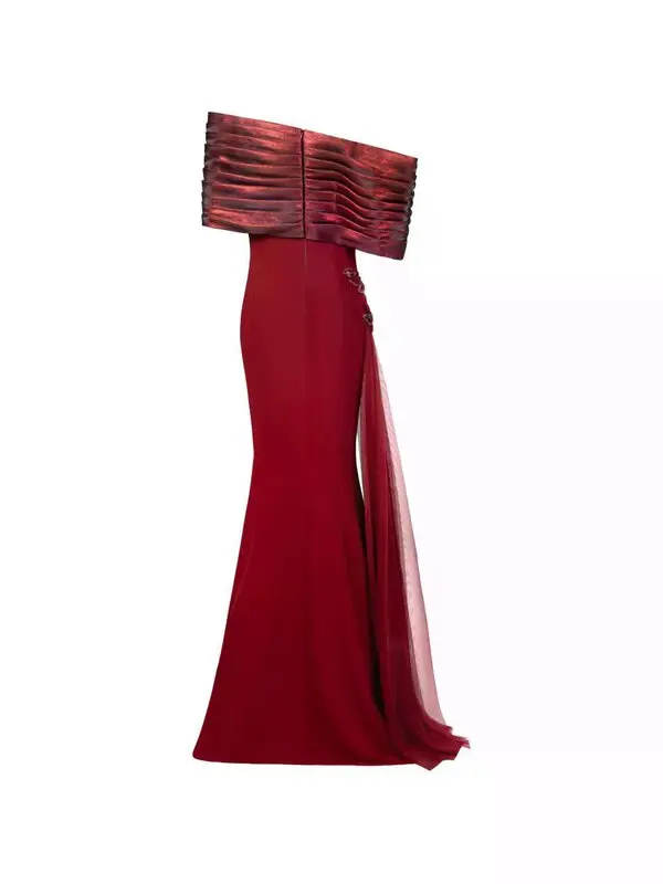 GABY CHARBACHY Floral Off-the-shoulder Gown