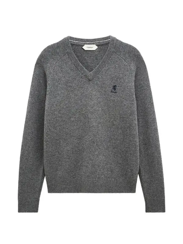 Pringle Of Scotland V-neck Logo Sweater - Grey