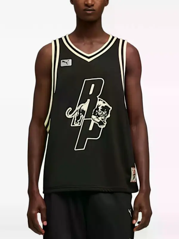 PUMA Graphic V-neck Jersey - Black