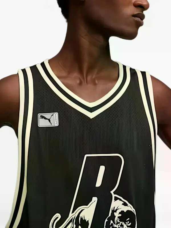 PUMA Graphic V-neck Jersey - Black