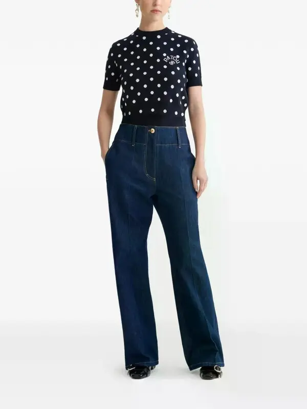 PATOU Polka-dot Knitted T-shirt - Black