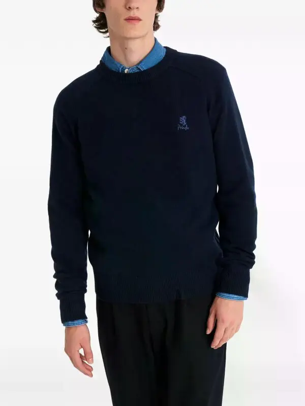 Pringle Of Scotland Crew-neck Logo Sweater - Blue