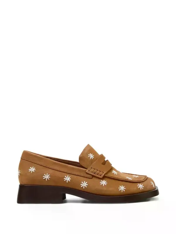 Camper Dana Floral-embroidered Leather Loafers