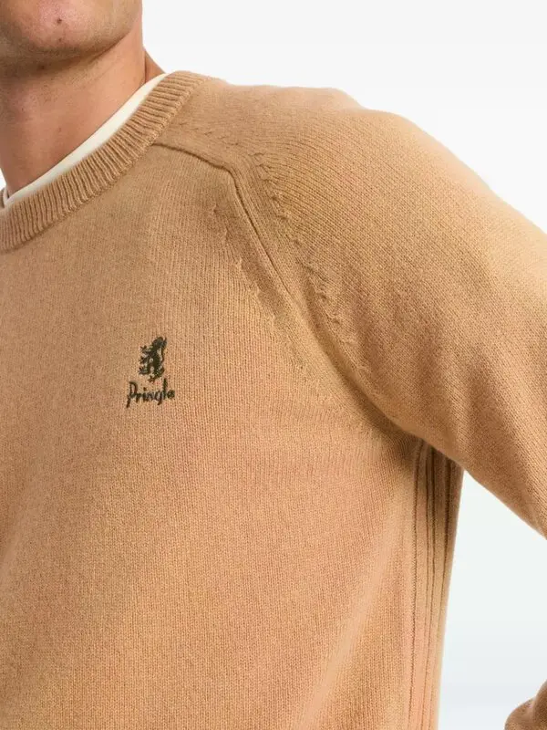Pringle Of Scotland Crew-neck Logo Sweater - Neutrals