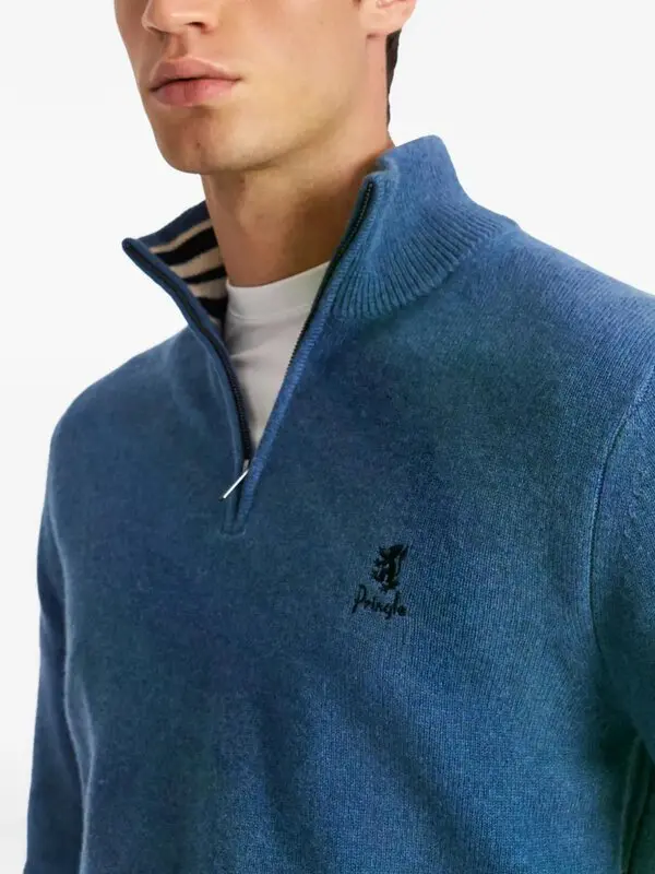 Pringle Of Scotland Zip Polo Shirt - Blue