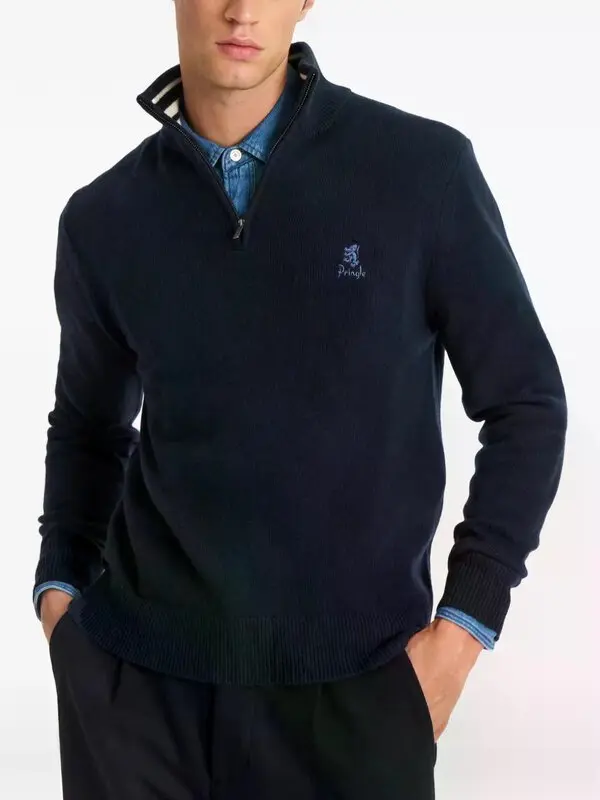 Pringle Of Scotland Zip Polo Shirt - Blue
