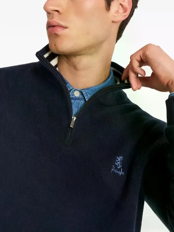 Pringle Of Scotland Zip Polo Shirt - Blue