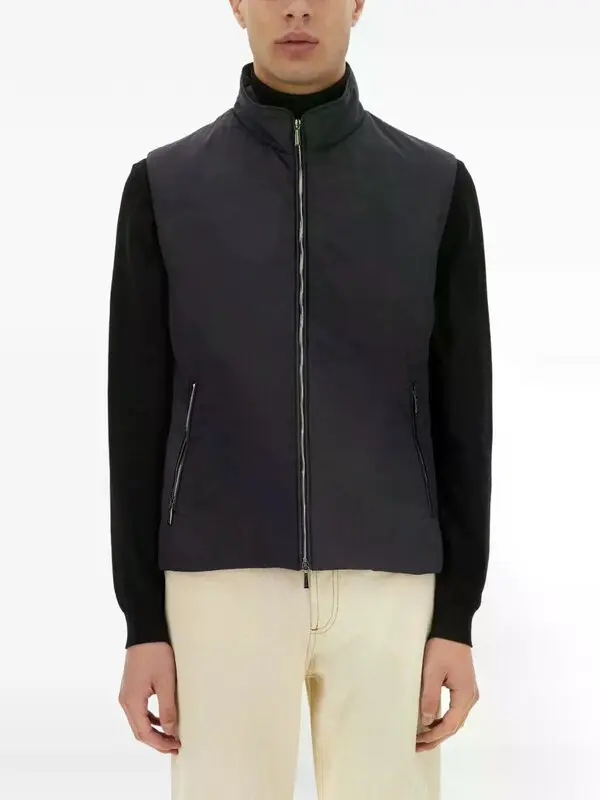 MOORER Zip-up Gilet - Blue