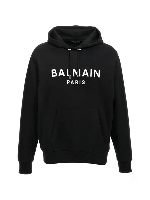 Balmain Long-sleeve Hoodie With Logo Detail - Black