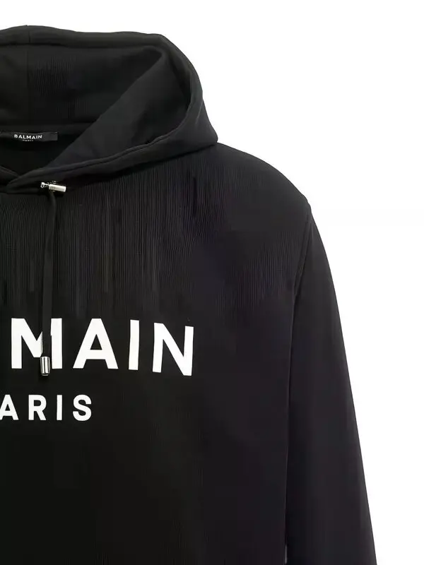 Balmain Long-sleeve Hoodie With Logo Detail - Black