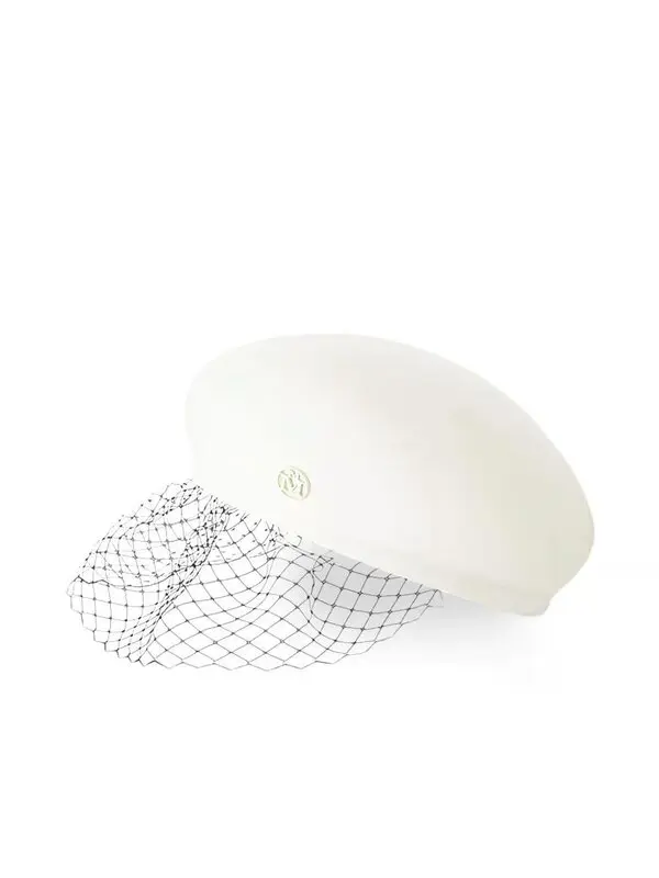 MAISON MICHEL Bonnie Veil Beret - White