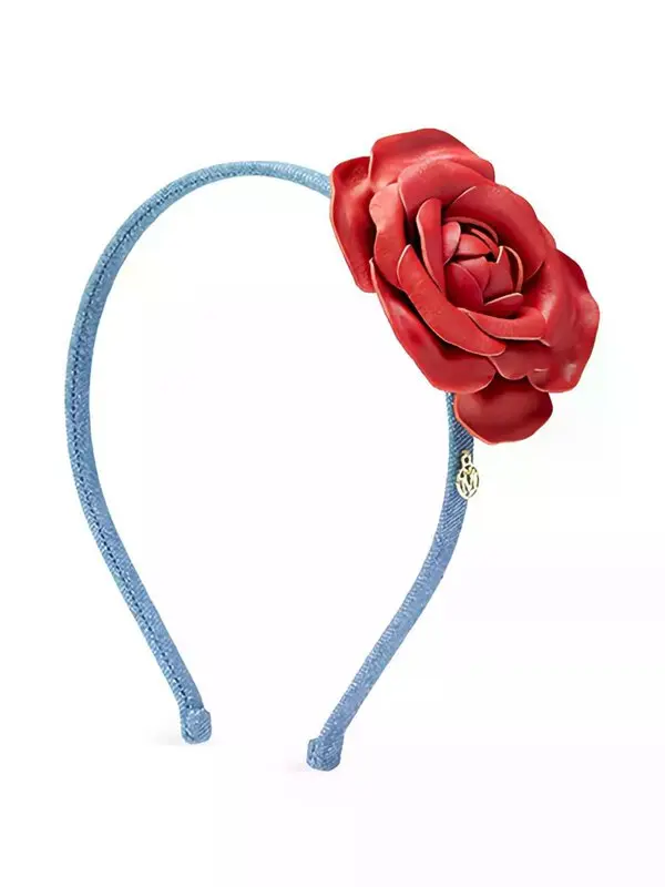 MAISON MICHEL Valentina Rose-detailed Headband - Blue