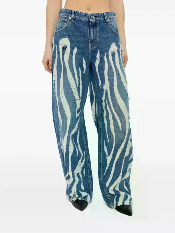 Blumarine Distressed-effect Printed Jeans