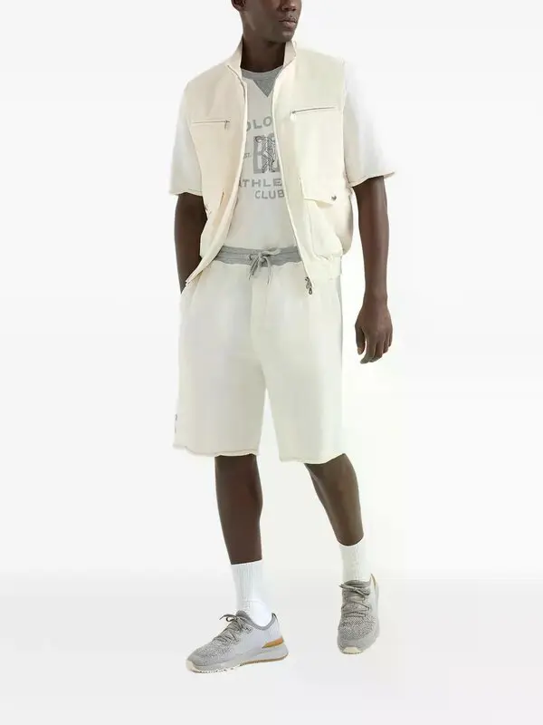 Brunello Cucinelli Cotton And Linen Mélange French Terry Bermuda Shorts With Logo