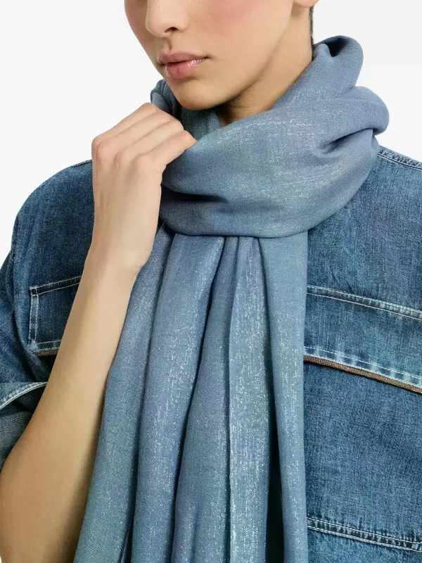 Brunello Cucinelli Sparkling Fringed Scarf - Blue