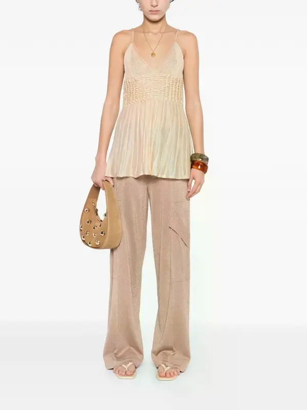 CIRCUS HOTEL Pleated V-neck Top - Neutrals