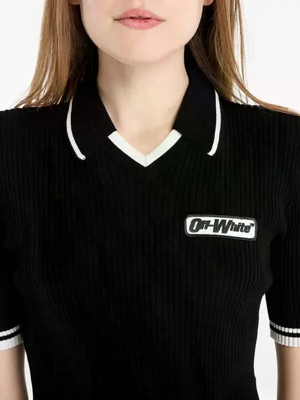 Off-White Ribbed Short-sleeve Top