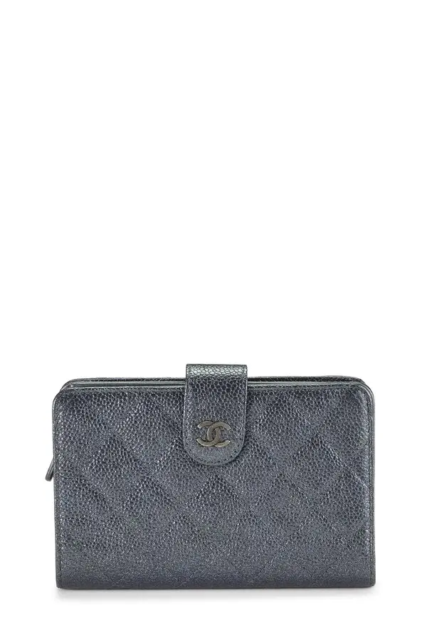 Chanel Iridescent Caviar Compact Wallet - Blue