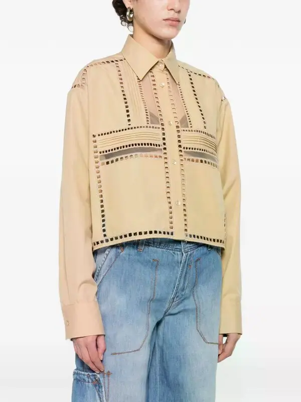 Ermanno Scervino Cutout Cropped Shirt - Neutrals