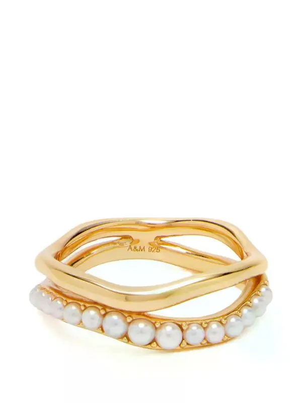 ASTRID & MIYU Molten Illusion Pearl Ring - Gold