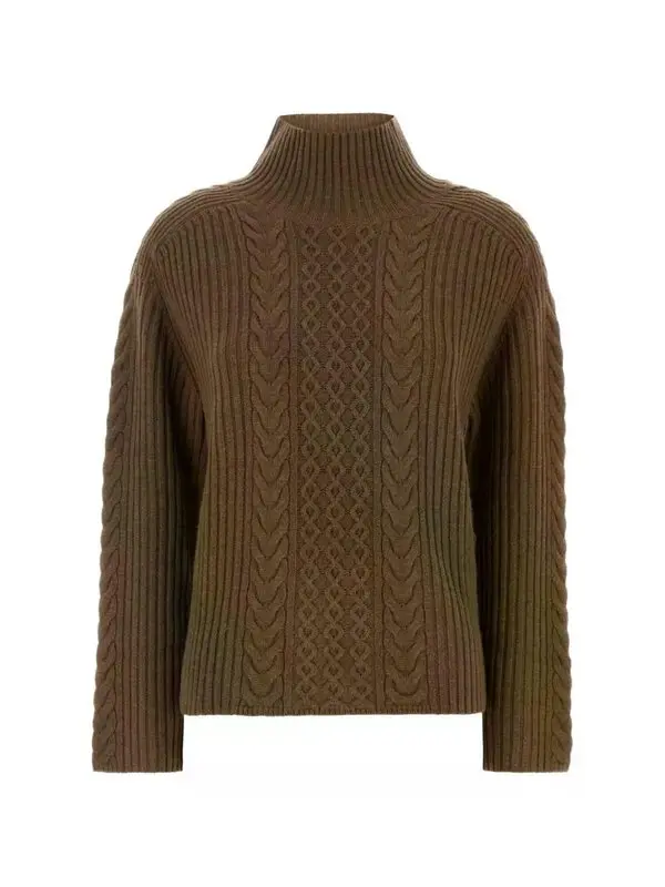 Max Mara Cable-knit Turtleneck Sweater - Brown