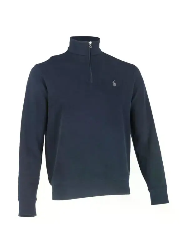 Ralph Lauren Vintage Logo Embroidered Half-zipped Sweater - Blue