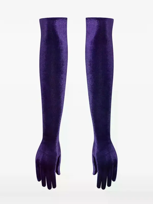 MAISON CLOSE Velvet-effect Opera Gloves - Purple