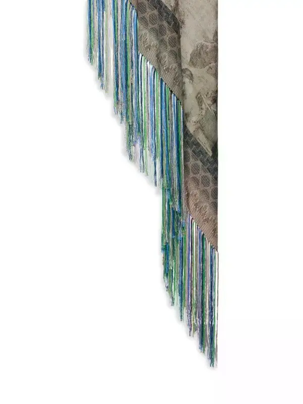 PIERRE-LOUIS MASCIA Tapestry Fringed Silk Scarf