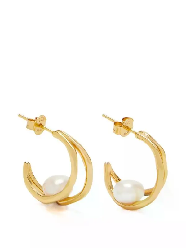 ASTRID & MIYU Pearl Hoop Earrings - Gold