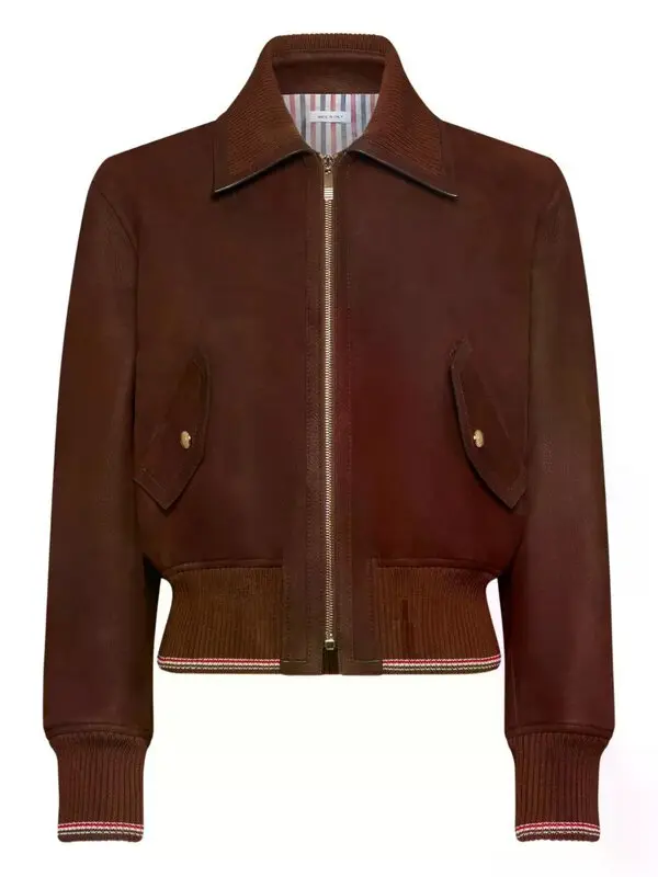 Thom Browne Cropped Nubuck Flight Jacket - Brown