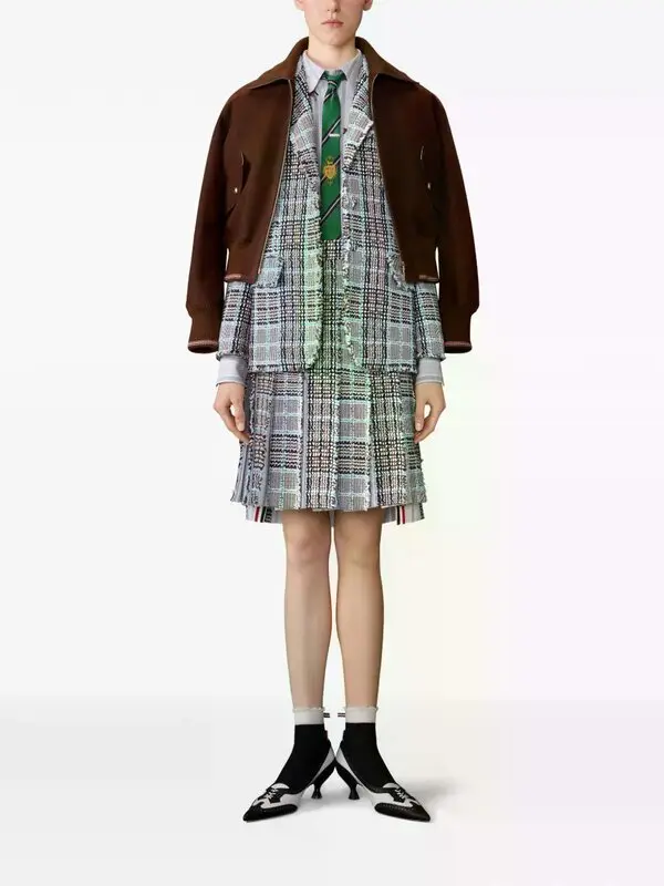 Thom Browne Cropped Nubuck Flight Jacket - Brown