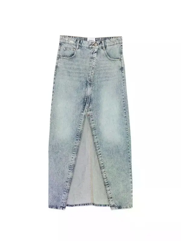 Erika Cavallini Front Slit Denim Skirt
