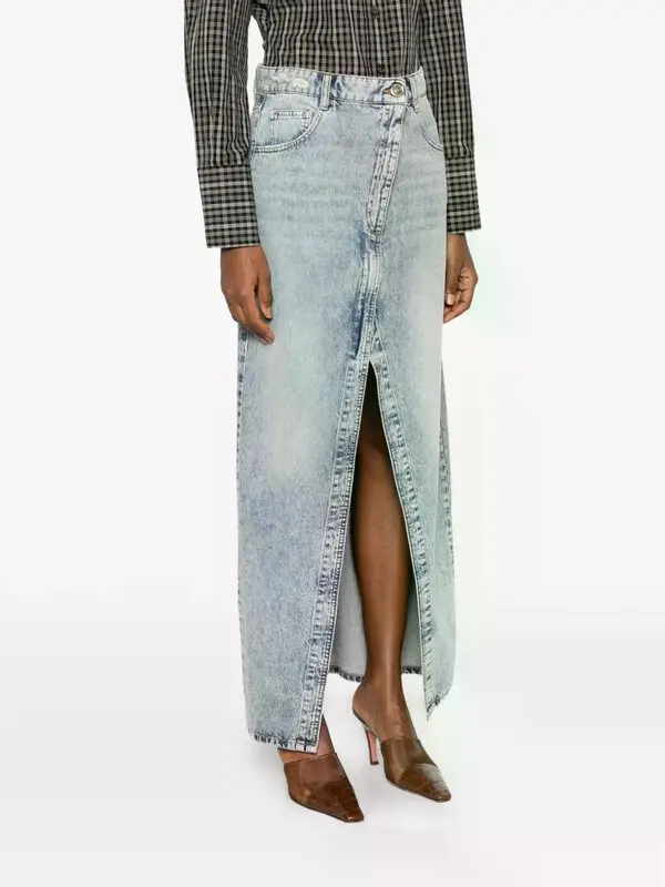 Erika Cavallini Front Slit Denim Skirt