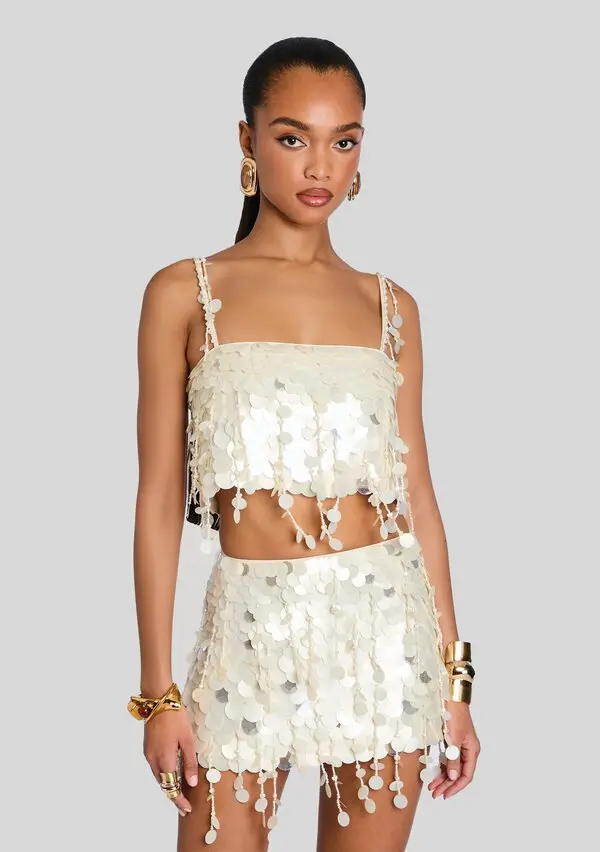 Retrofete Eudora Embellished Top - Cream