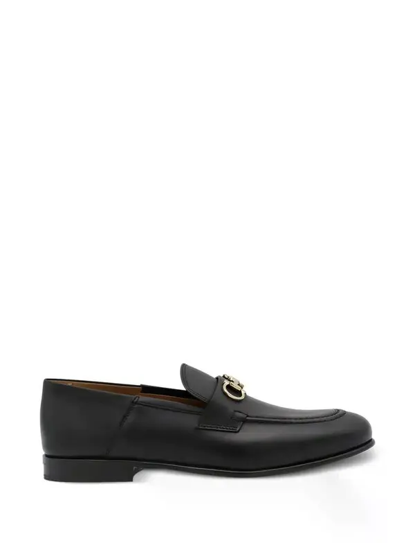 FERRAGAMO Gancini Leather Loafers - Black
