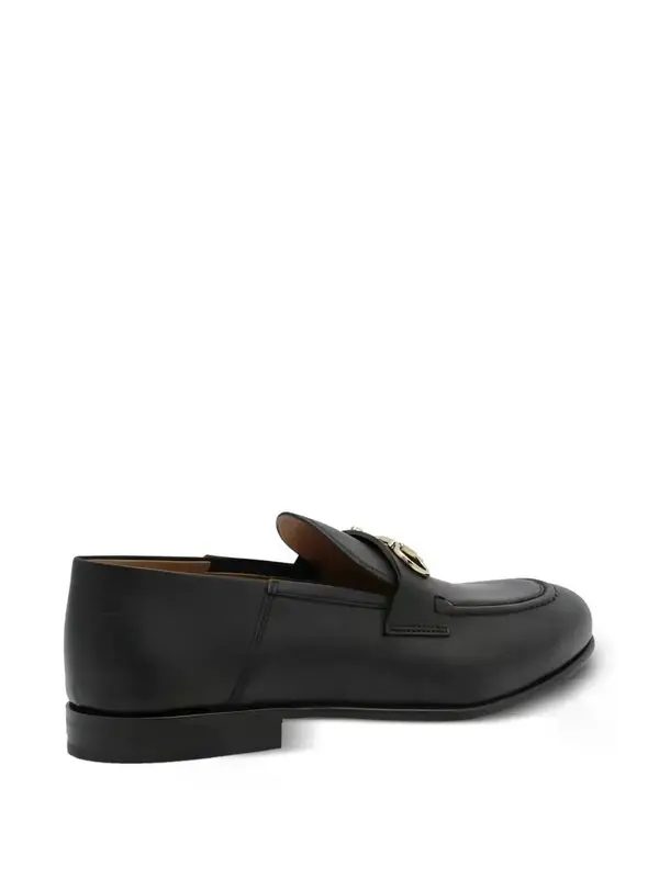 FERRAGAMO Gancini Leather Loafers - Black