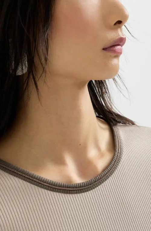 Brunello Cucinelli Ribbed Jersey Top - Beige