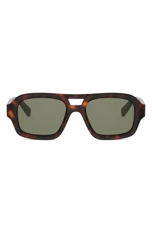 Celine 3 Dots 53mm Pilot Sunglasses - Dark Havana/green