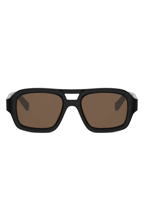 Celine 3 Dots 53mm Pilot Sunglasses - Shiny Black/brown
