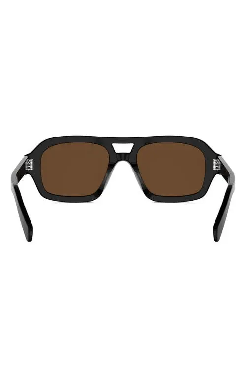Celine 3 Dots 53mm Pilot Sunglasses - Shiny Black/brown