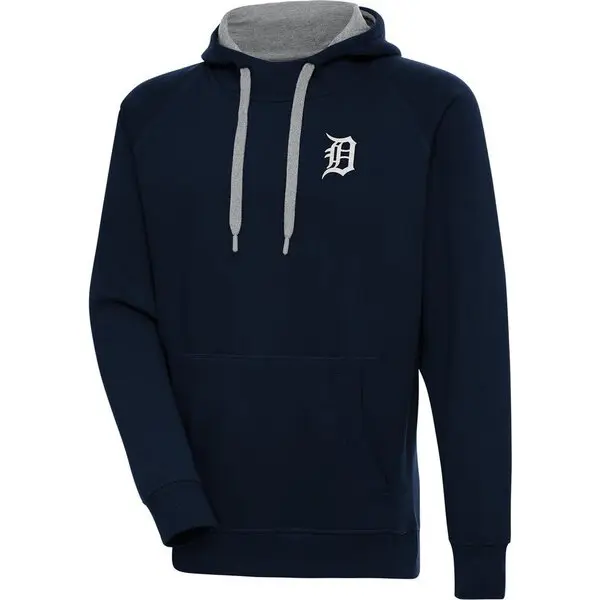 ANTIGUA Detroit Tigers Metallic Victory Pullover Hoodie - Navy
