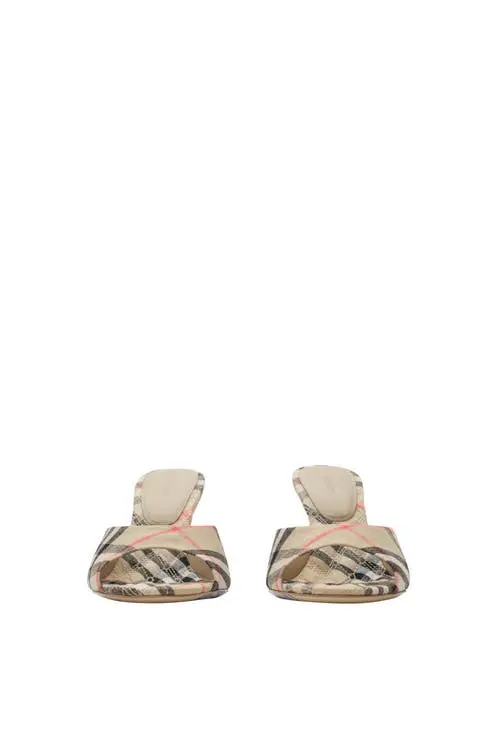 Burberry Check Mews High Heel Sandals - Sand Beige