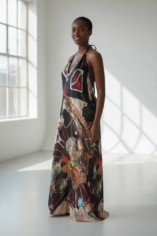 LUNAVERSOUL Machina Afrofuturism Halter Dress