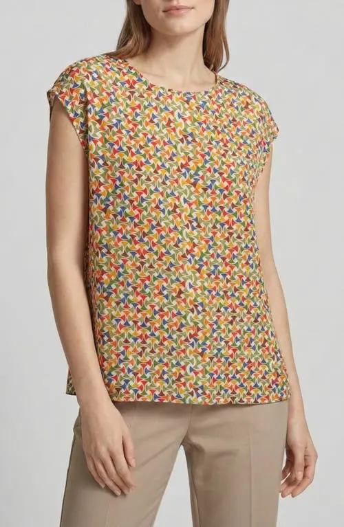 APNY Print Cap-sleeve Shell - Yellowred Multi