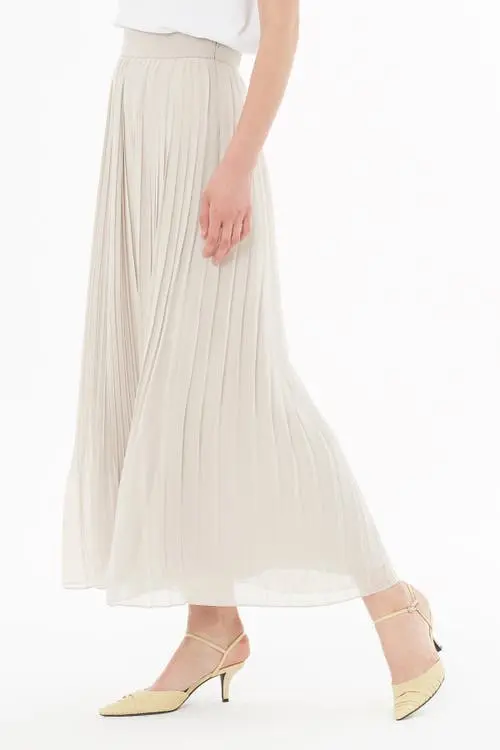 GIZIA High-waist Pleated Chiffon Midi Skirt