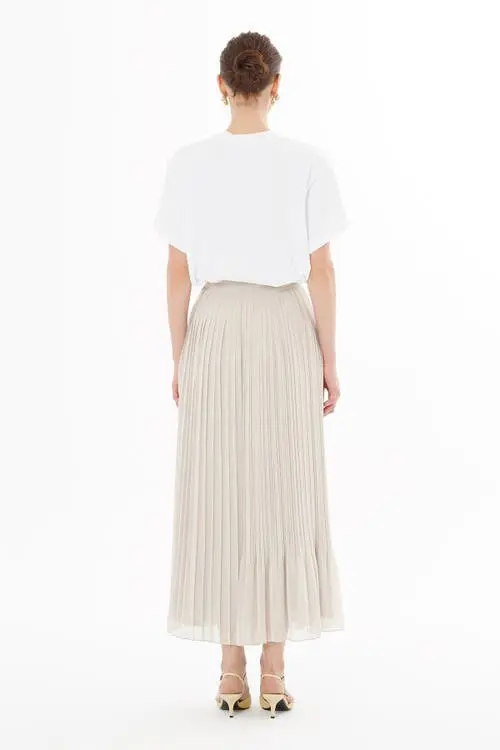 GIZIA High-waist Pleated Chiffon Midi Skirt