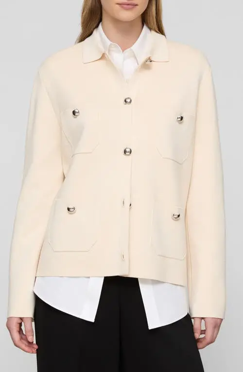 Lafayette 148 New York Matte Crepe Shirt Jacket - Ecru