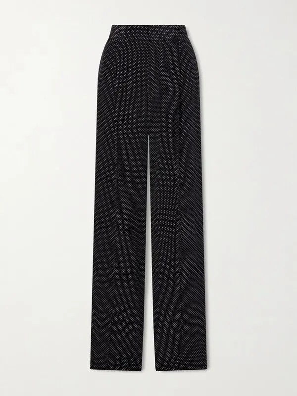 Sasuphi Pleated Polka-dot Silk-satin Wide-leg Pants